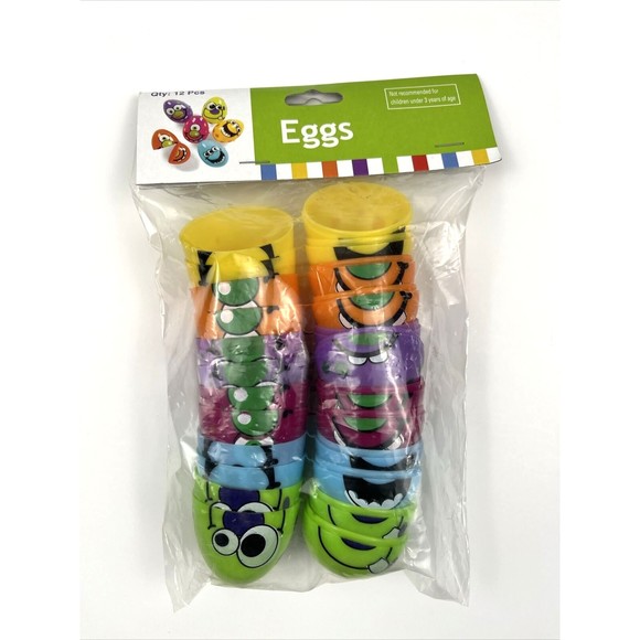 Party Supplies | 12 Piece Snap Shut Silly Faces Fillable Plastic Eggs ...